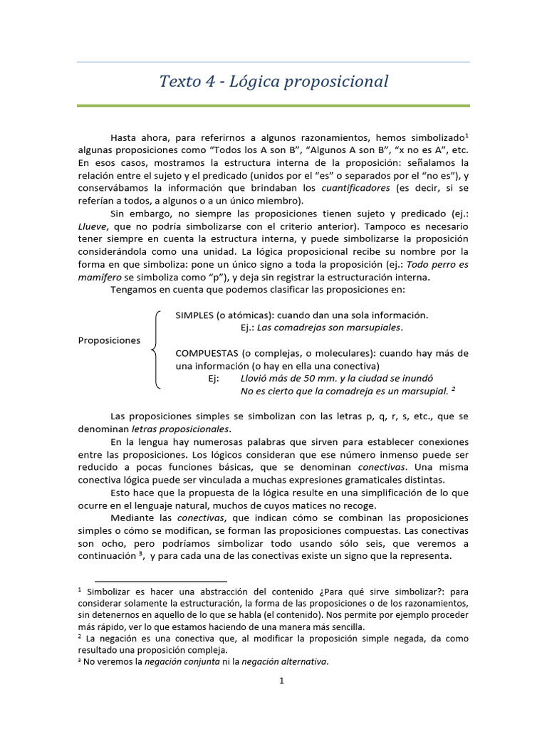Texto 4 - Lógica Proposicional | PDF | Proposición | Razonamiento deductivo