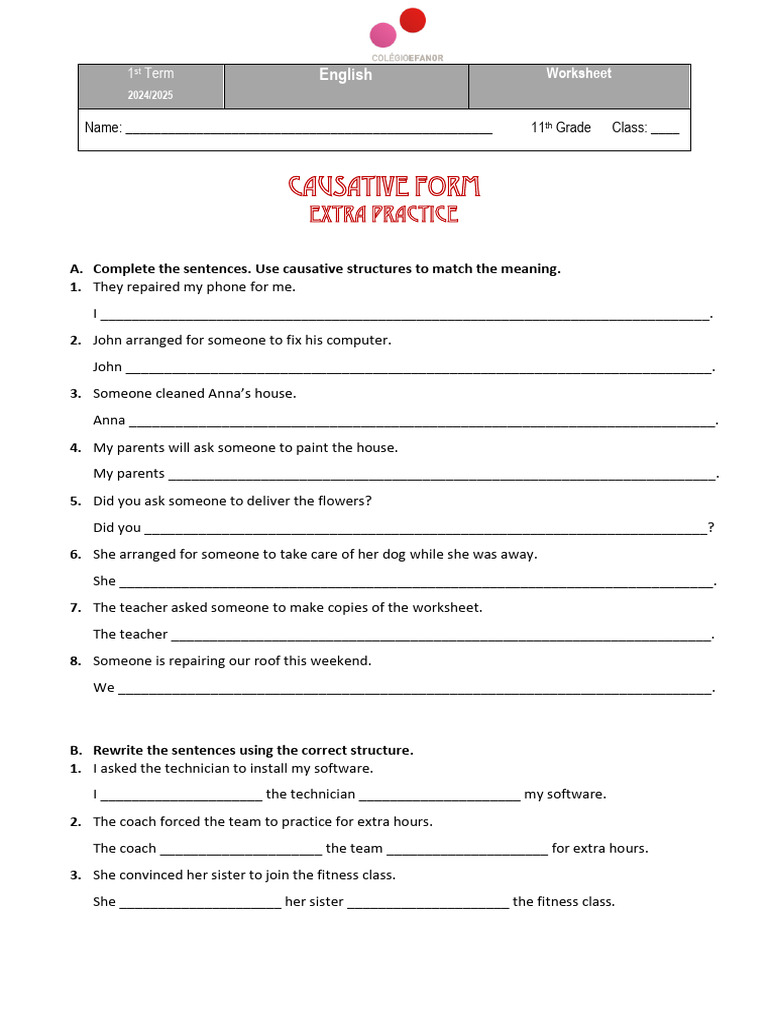 Causative Extra Practice | PDF | Language Arts & Discipline