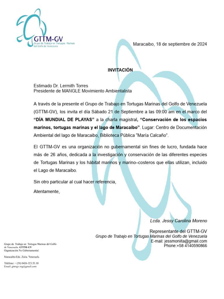 CARTA INVITACIÓN GTTM-GV MANGLE 18_09 .docx | PDF