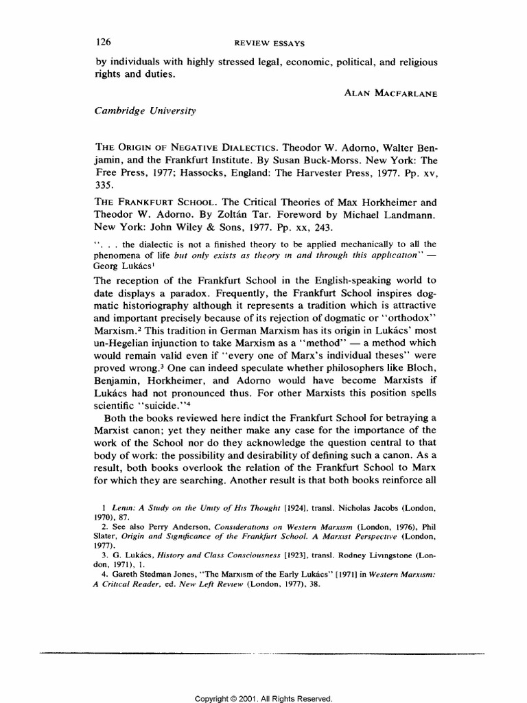 Review On The Origin of Negative Dialectics | PDF