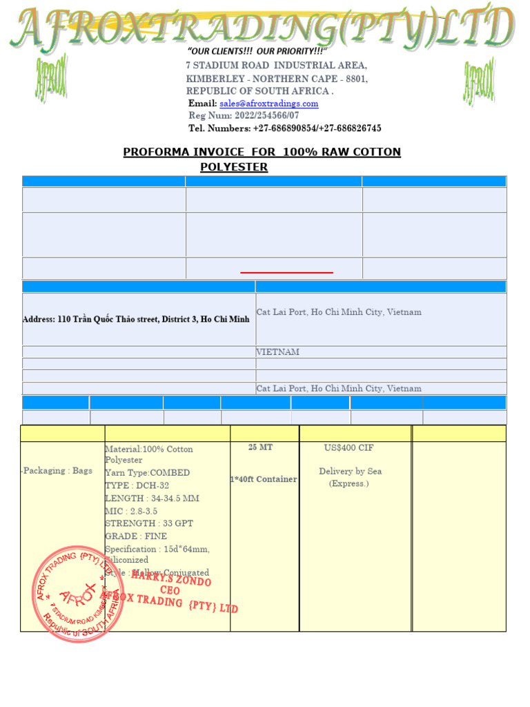 Afrox Trading Invoice | PDF | Invoice