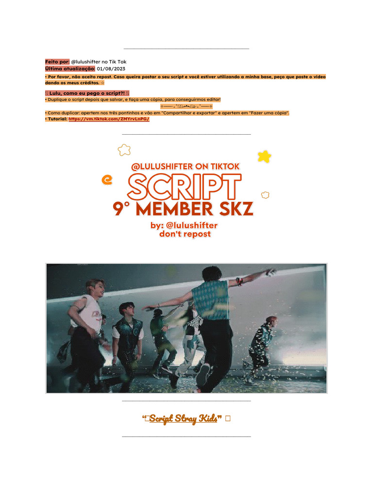 Script do Membro Hyunsoo do Stray Kids | PDF | Família | Criatividade