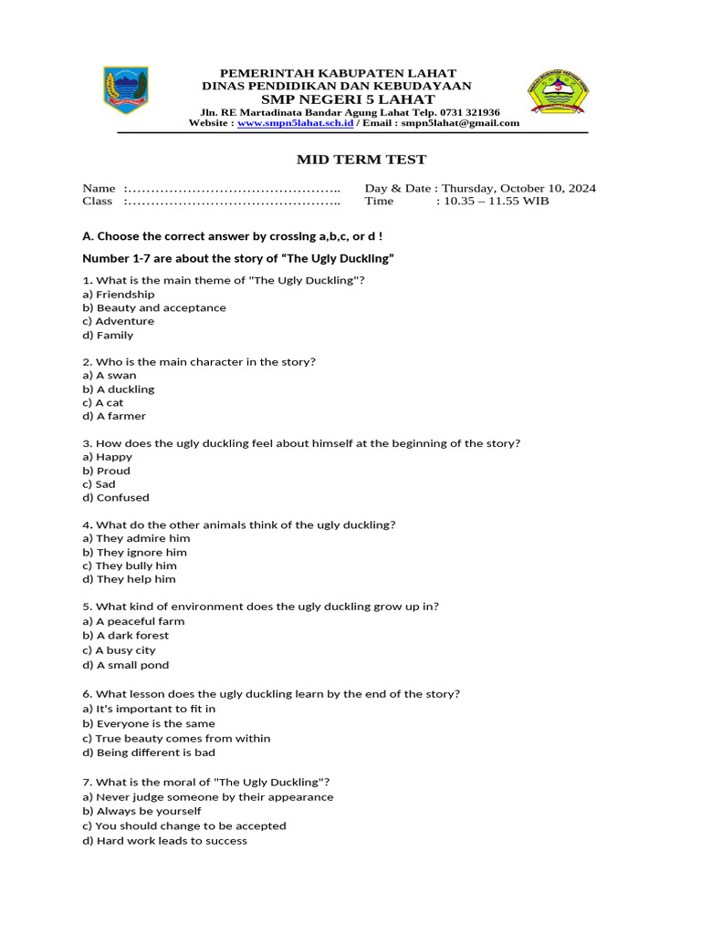 Soal Pts B.inggris Kls 8. 10 Ganjil 2024 | PDF