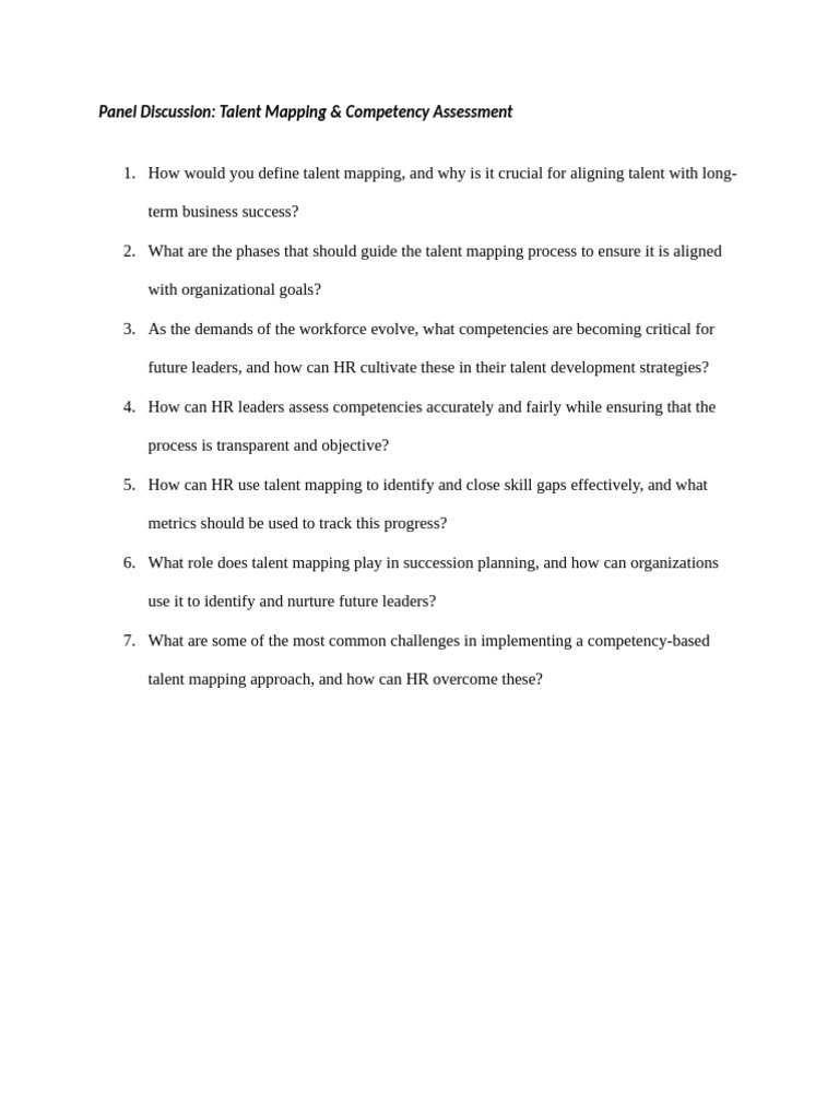 Panel Discussion - Talent Mapping & Competency Assessment | PDF