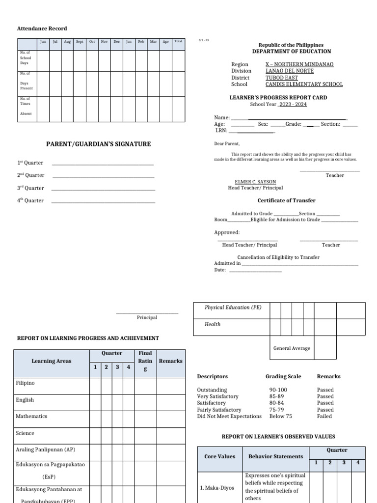 Student Progress Report | PDF | Teachers