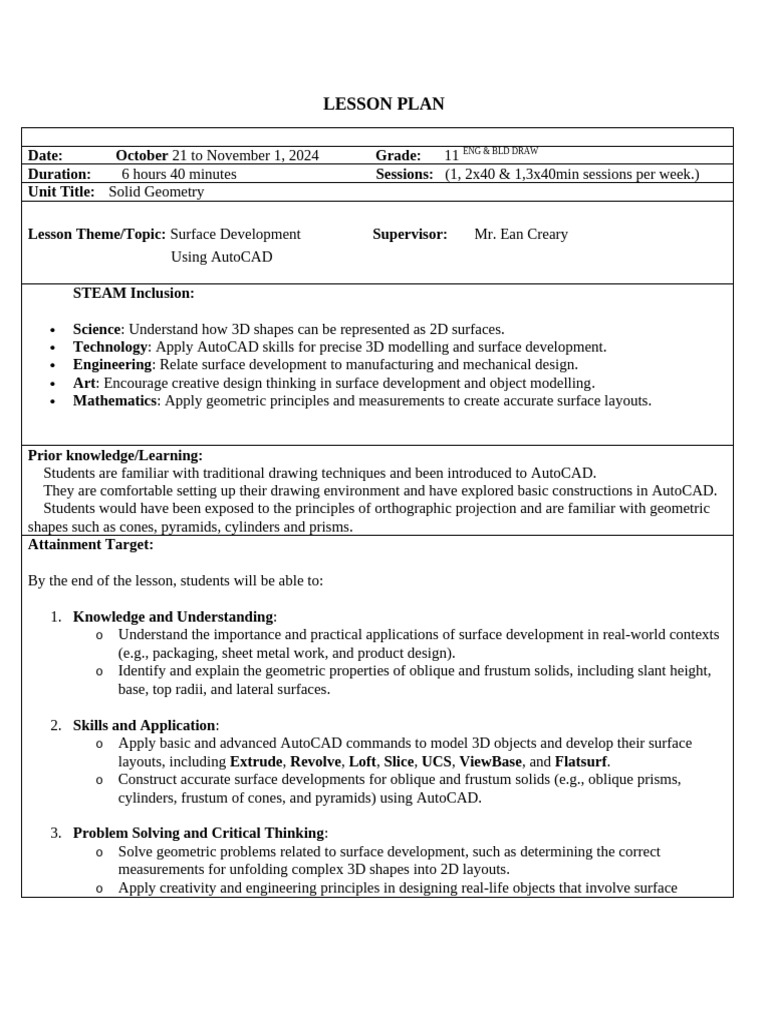 Grade 11 Surface Development | PDF | Geometry | Shape