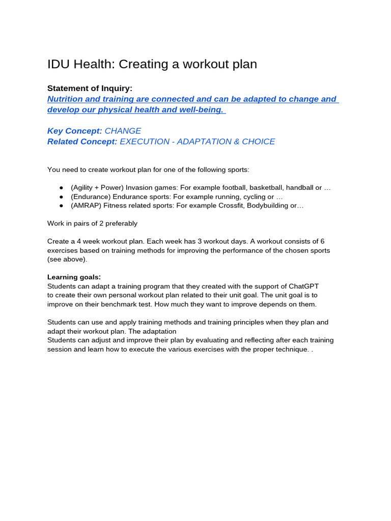 IDU Health 2023-2024 - Creating A Training Plan | PDF | High Intensity ...