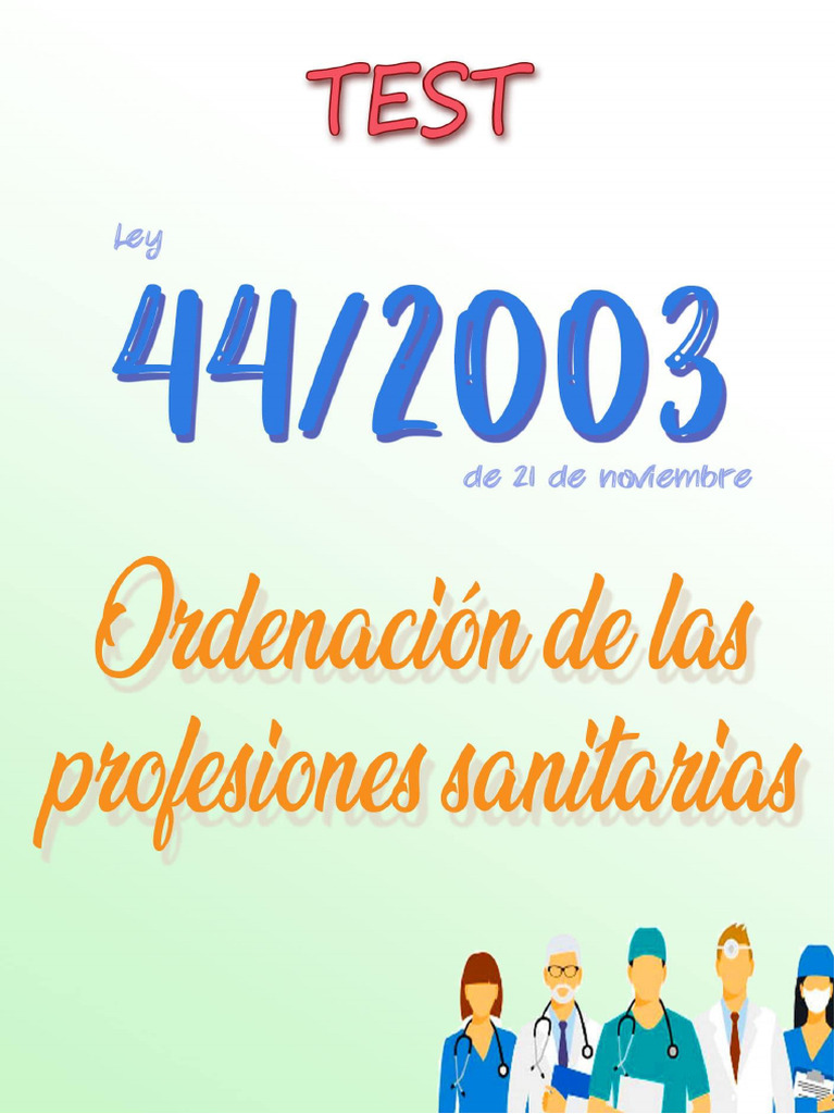 65 Preguntas de Test Ley 44 2003 de 21 de Noviembre de Ordenacion de ...