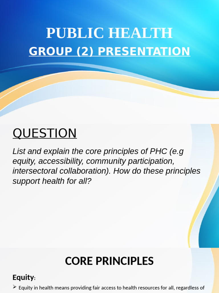 Public Health Presentation | PDF | Health Equity | Health Care
