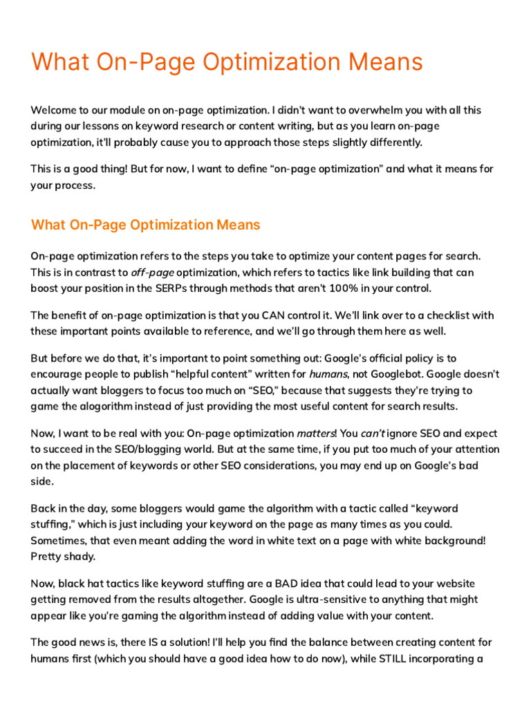 Module - 7-1 What On-Page Optimization Means | PDF | Search Engine ...