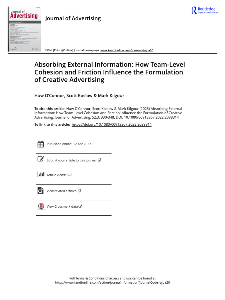 Absorbing External Information How Team-Level Cohesion and Friction Influence The Formulation of ...