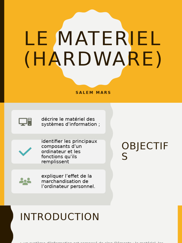 Composants essentiels du matériel informatique | PDF | Bios | Entrée/Sortie