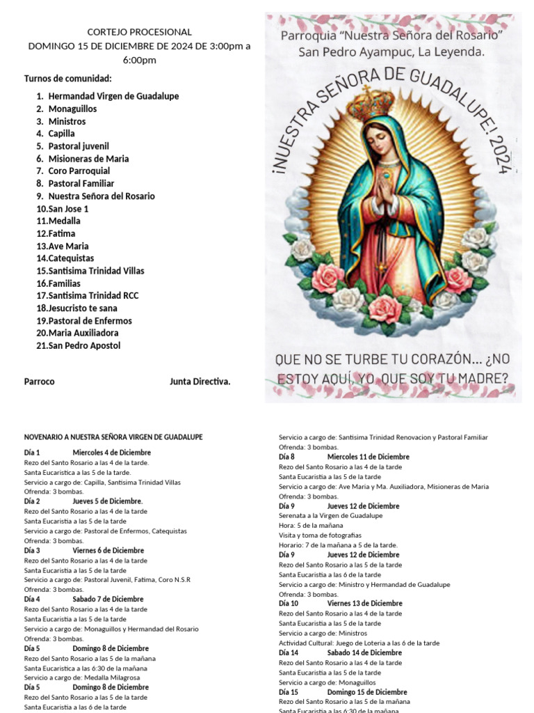 Novena A Nuestra Señora Virgen de Guadalupe | PDF | Rosario | Espiritualidad catolica