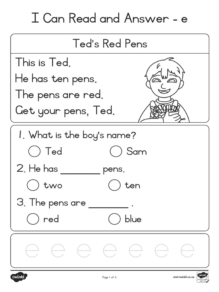 G1 English Reading Comprehension Activities | PDF