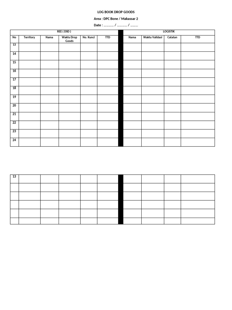 Log Book Drop Goods | PDF