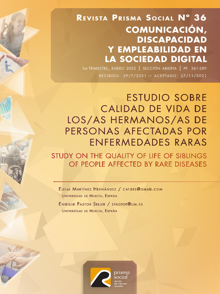Estudio Sobre Calidad de Vida de Los Hermanos de Personas Afectadas Por Enfermedades Raras Subra ...