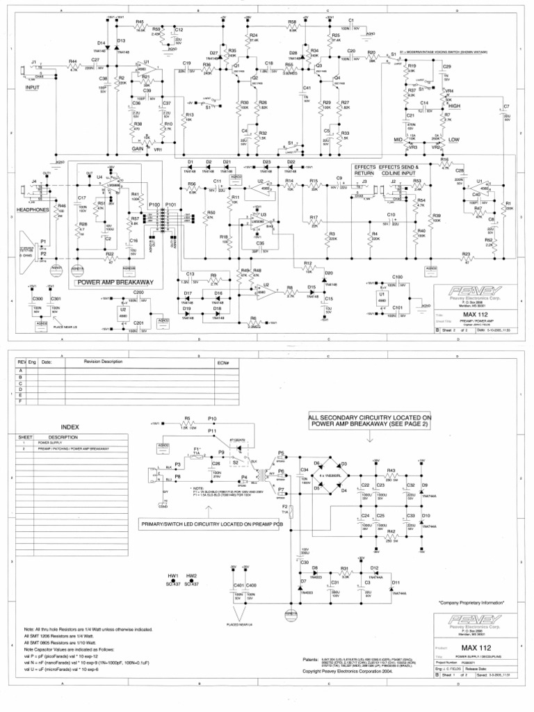 Peavey Max112 Complete Schematic | PDF