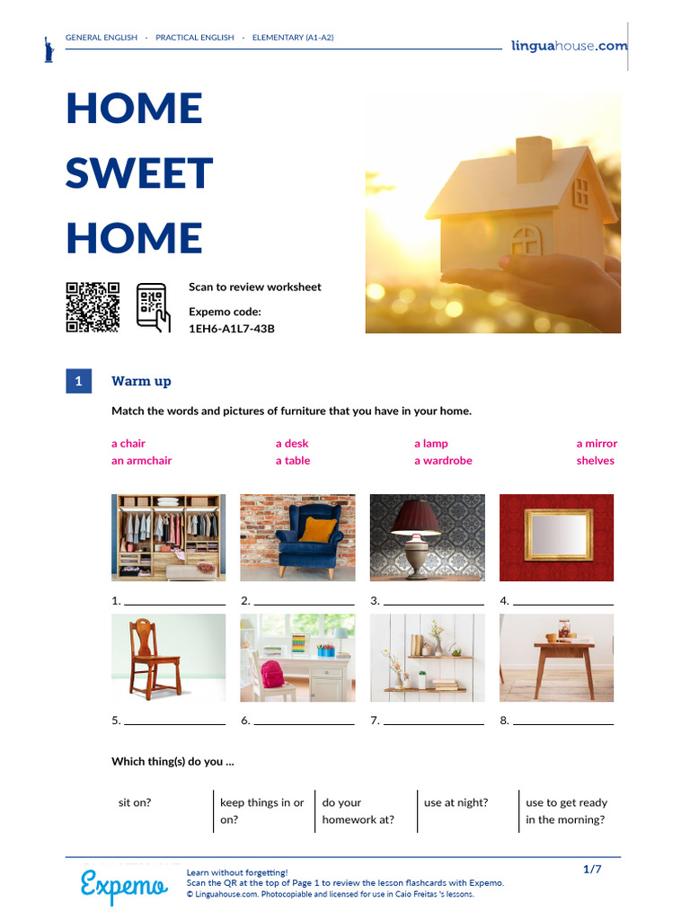 English for Beginners: Home Vocabulary | PDF | Plural | Chair