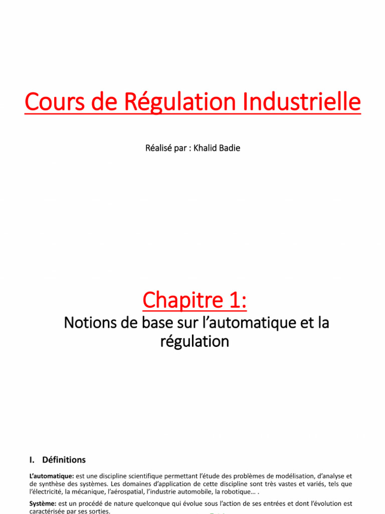 Cours Régulation Khalid Badie | PDF