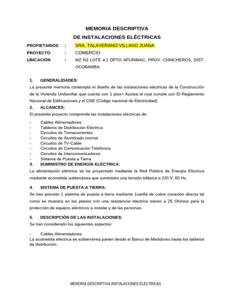 MD Inst Electricas | PDF | Cableado eléctrico | Corriente eléctrica