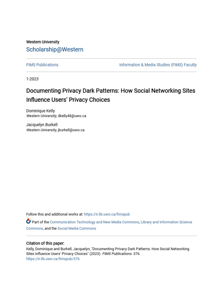 Documenting Privacy Dark Patterns - How Social Networking Sites in ...