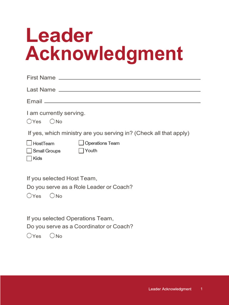VolunteerOnboarding LeaderAcknowledgementForm | PDF | Salvation | God ...