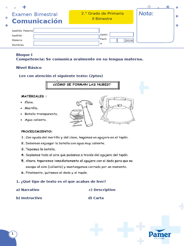 Examen Bimestral Comunicacion Segundo Bimestre Terminado | PDF | Lingüística