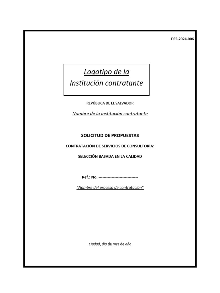 DES 2024 006. Documento Estandar Consultoria. Seleccion Basada en La ...