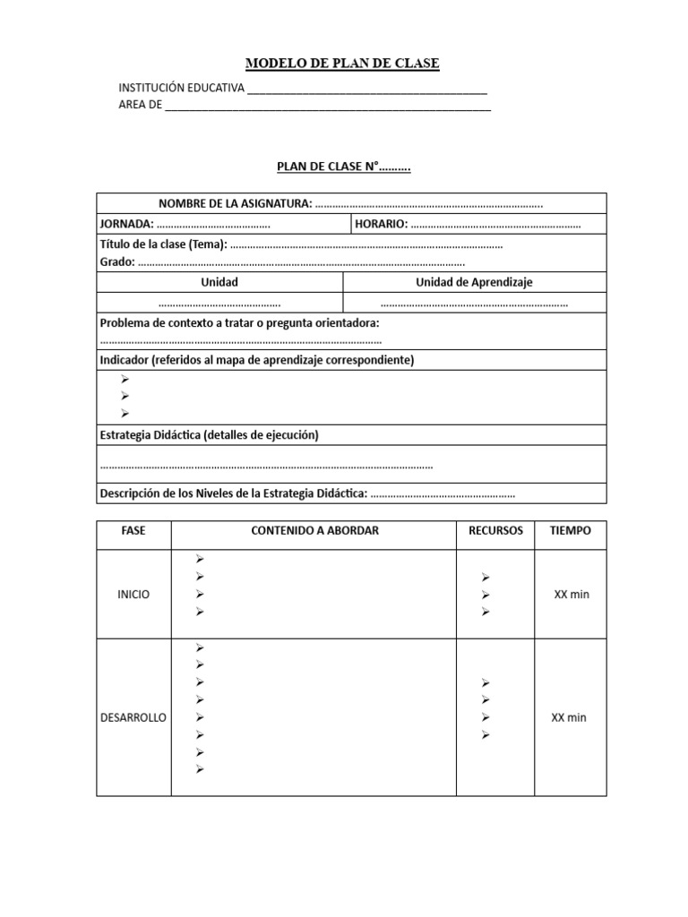 Modelo y Ejemplo de Plan de Clase | PDF | Estadísticas | Modificación de comportamiento