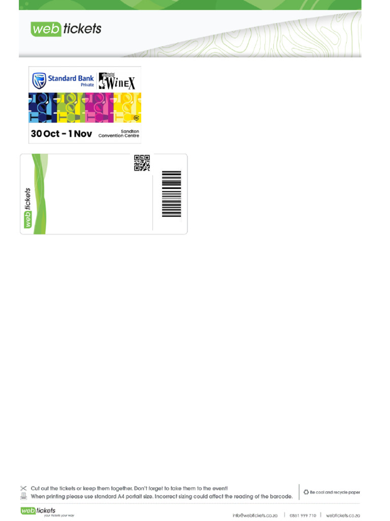 Ticket For Standard Bank WineX | PDF