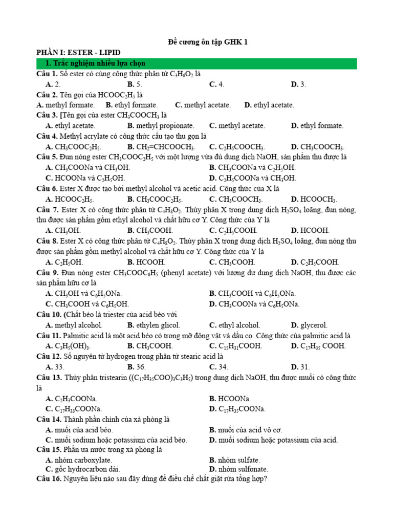 ĐỀ 1 Đề cương ôn tập GHK 1 | PDF