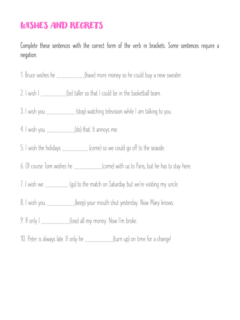 Wishes and Regrets | PDF