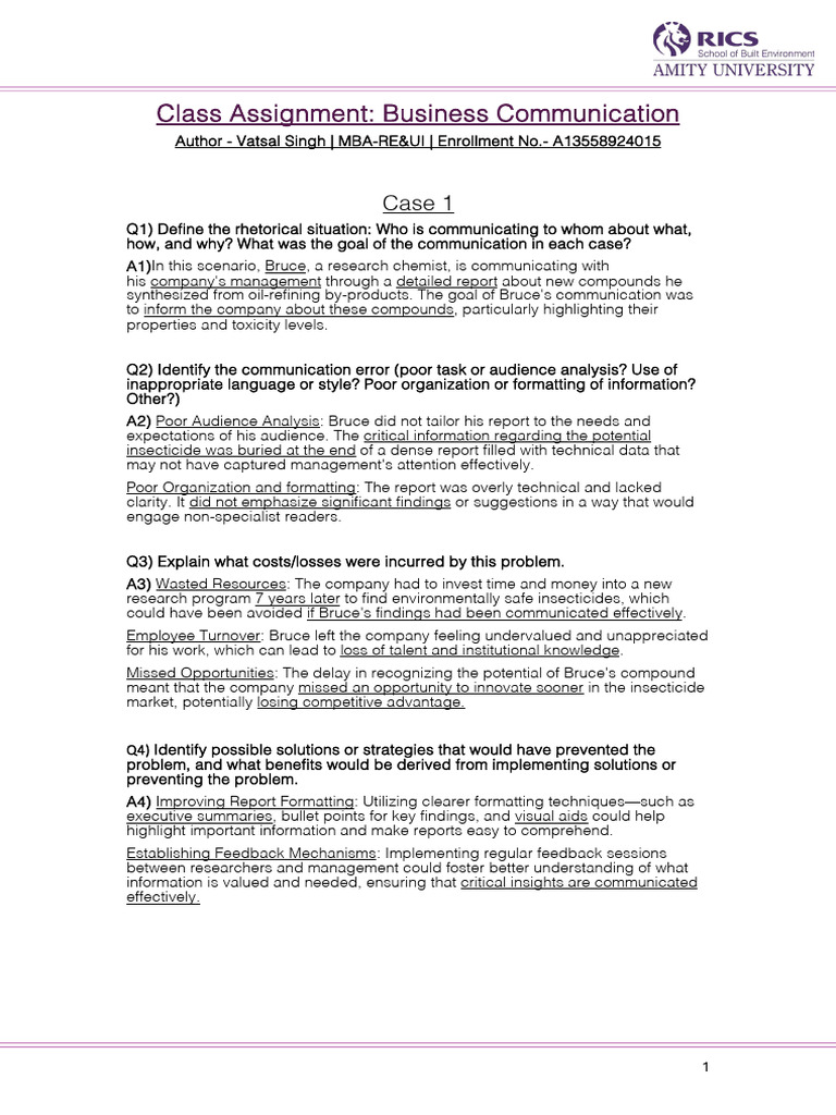 Business Communication Case Studies | PDF | Information | Communication