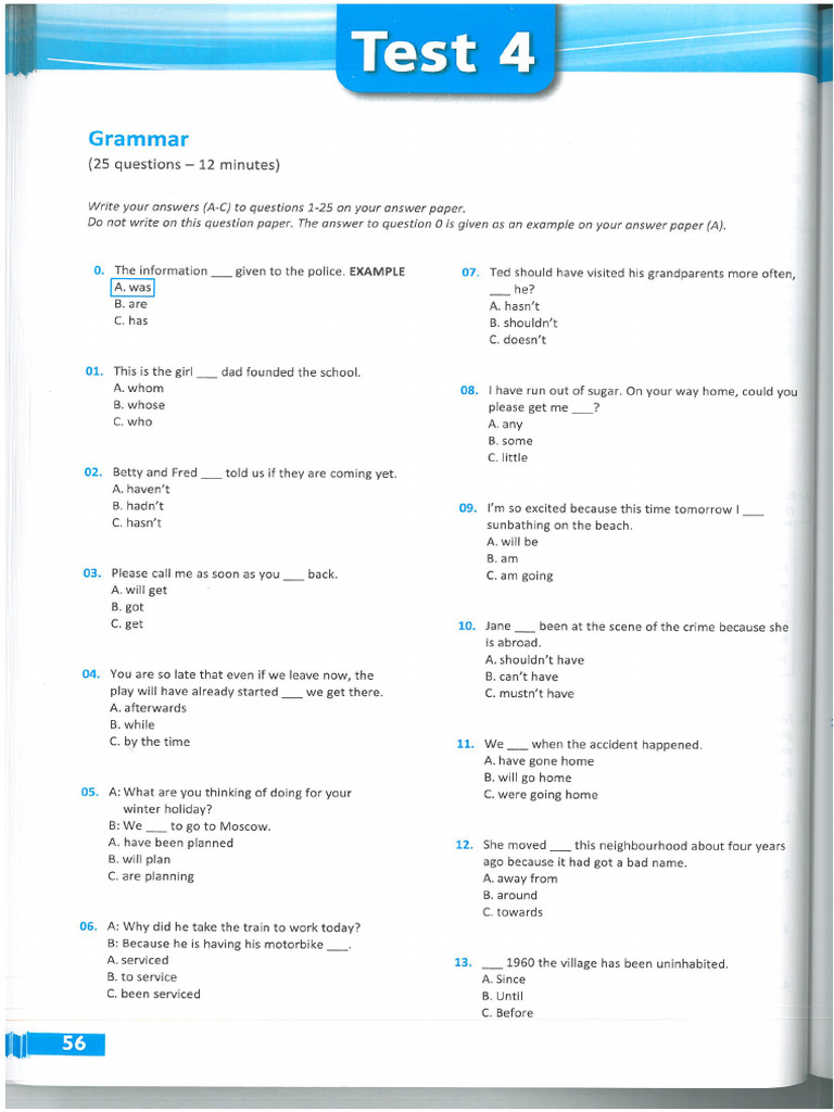 Grammar and Vocabulary Mock Test Aptis | PDF