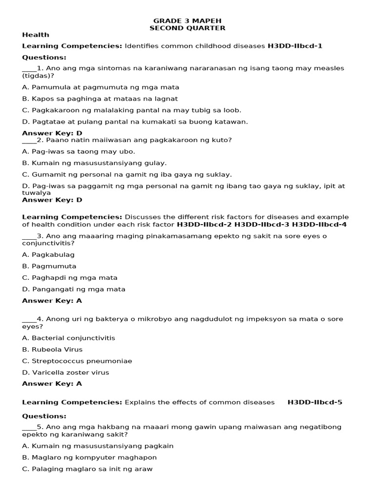 Health 3 Questions | PDF