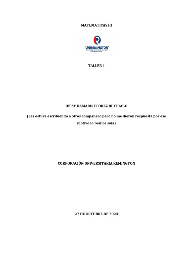 Taller de Matemáticas III | PDF