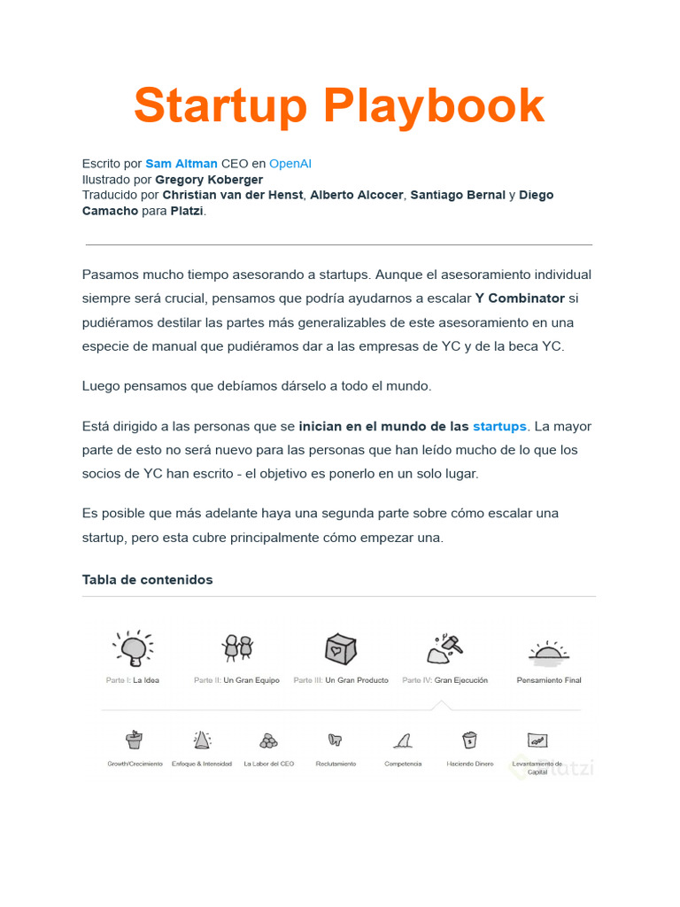Startup Playbook Por Sam Altman CEO OpenAI 1723737005 | PDF | Empresa de inicio | Pequeñas ...