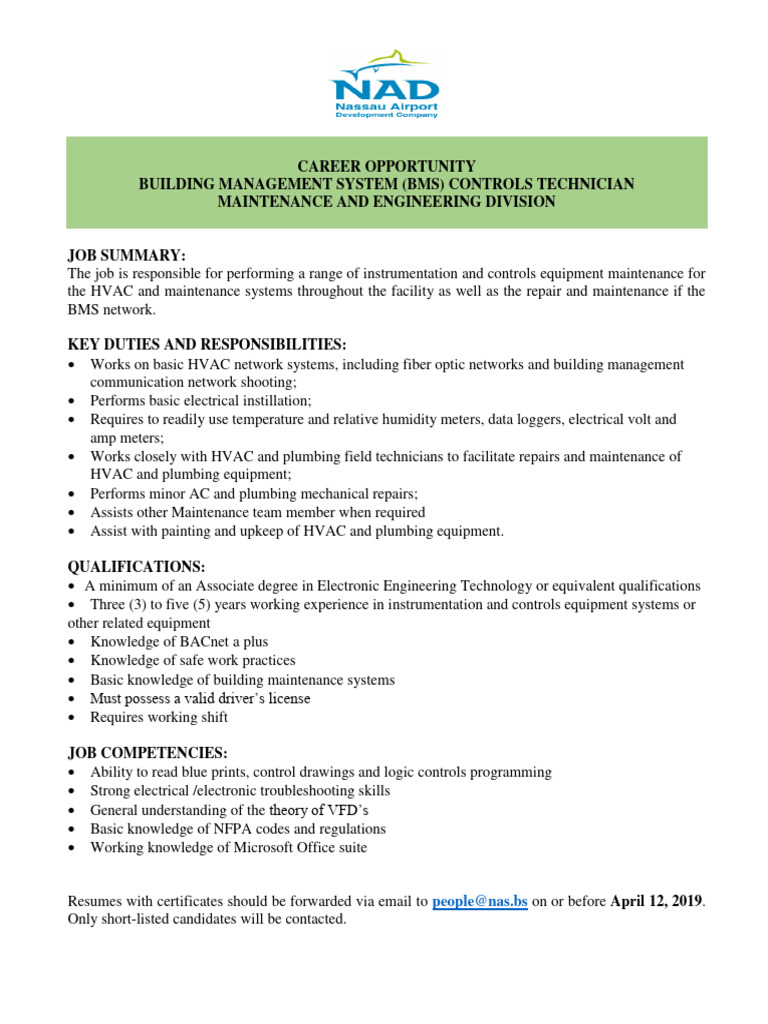 Building-Management-System-BMS-Controls-Technician | PDF