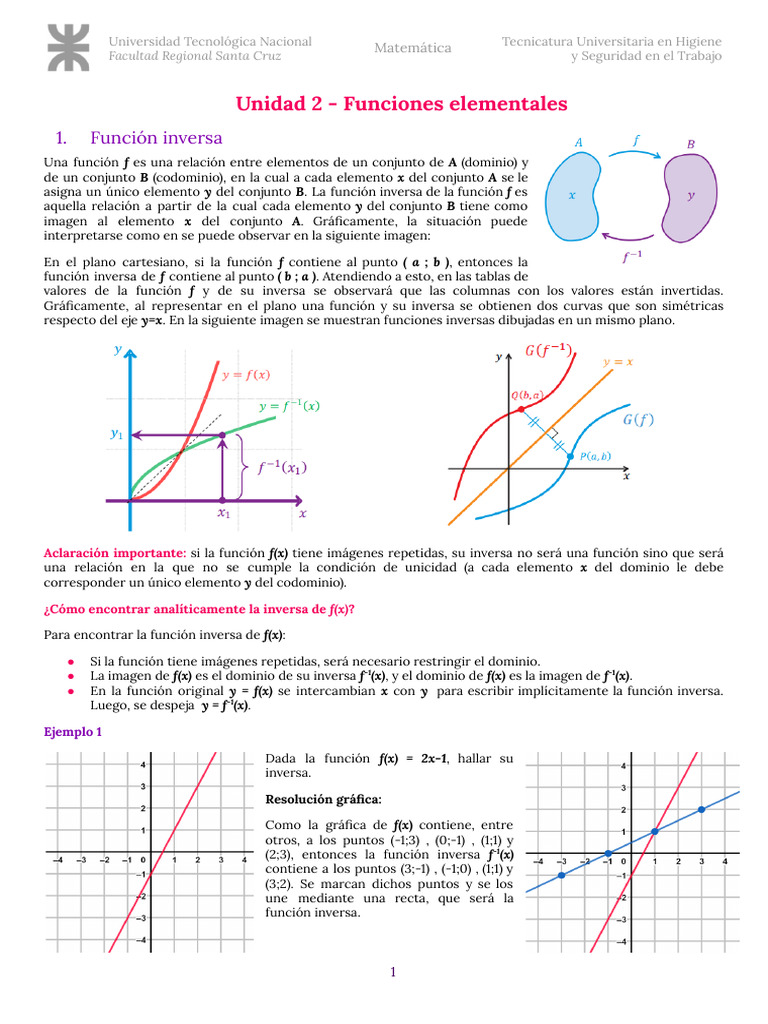 Función Inversa, Composición y Transformaciones | PDF | Función ...