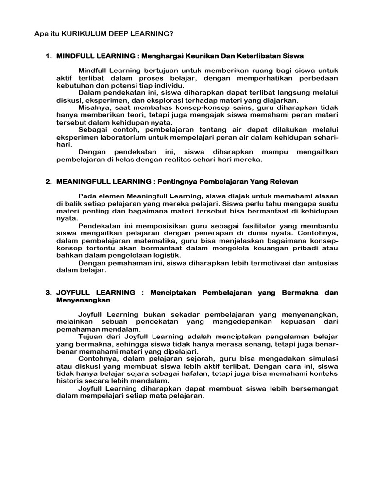 Apa Itu KURIKULUM DEEP LEARNING | PDF