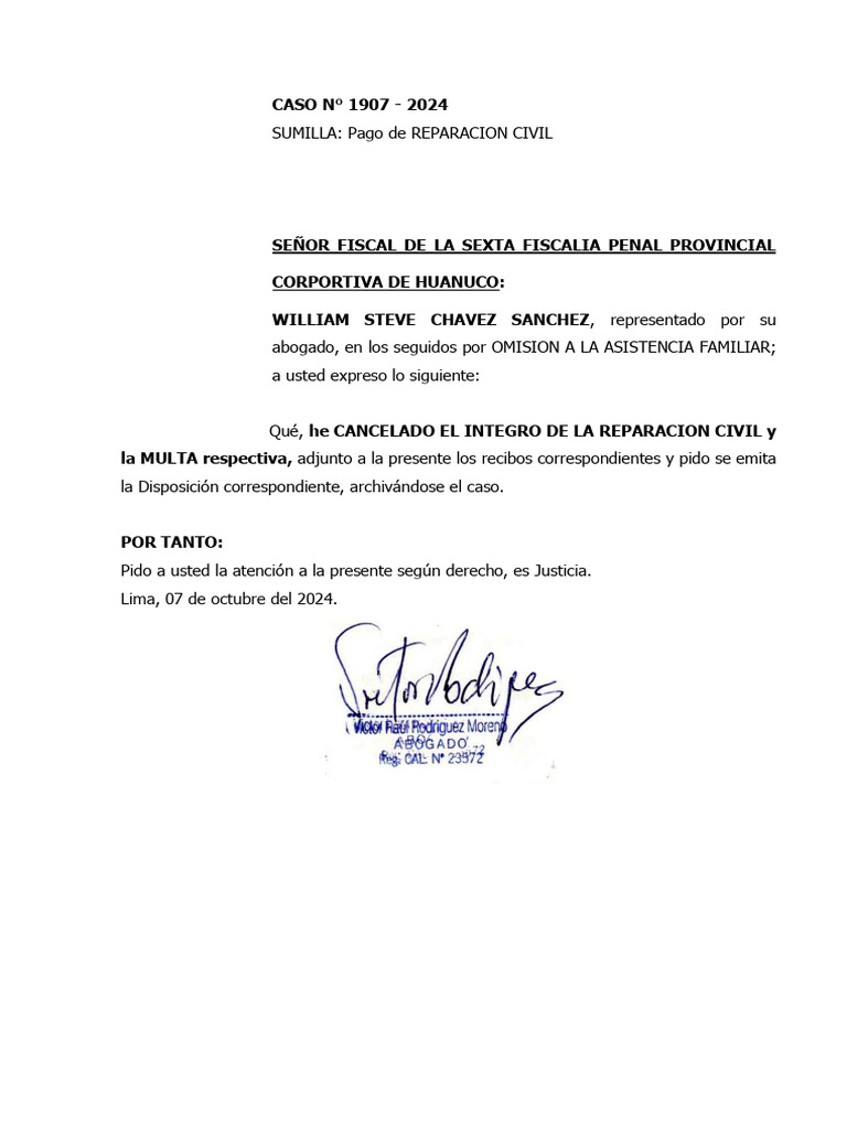 Pago Completo de Reparación Civil | PDF | Finanzas y dinero | Derecho