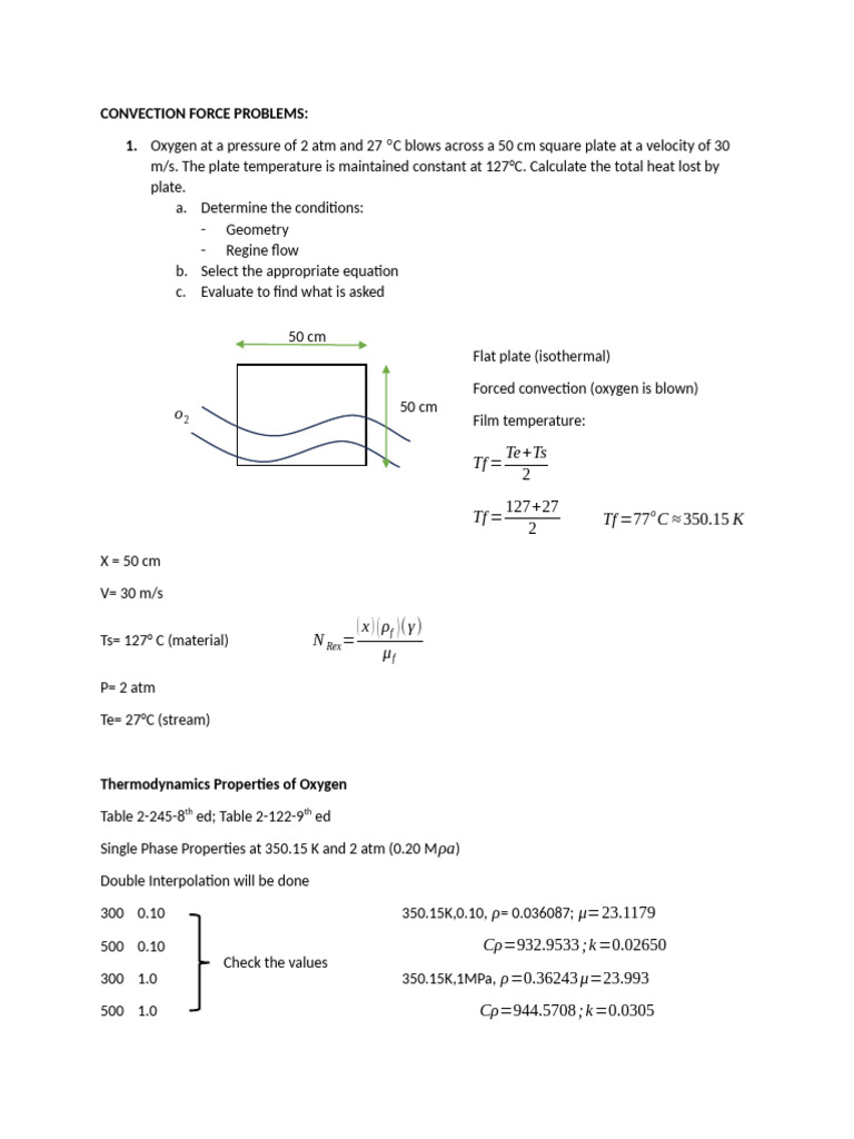 Forced Convection Sample Problems Pdf Convection Fluid Mechanics