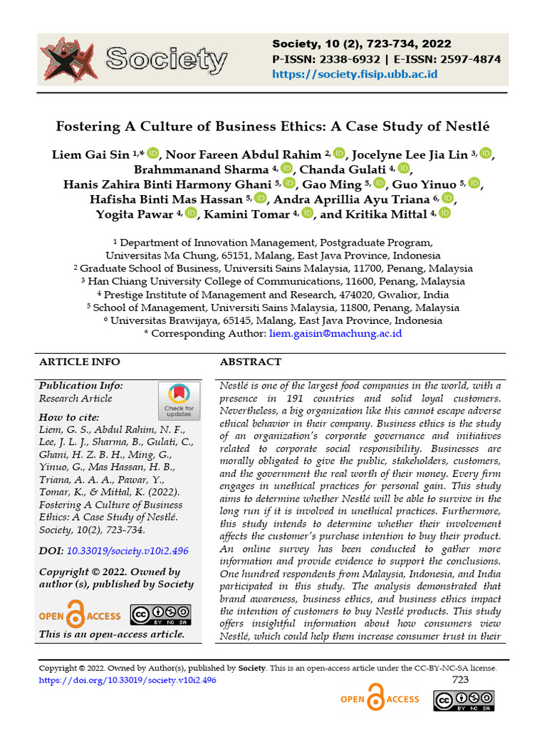Fostering A Culture of Business Ethics A Case Stud | PDF | Brand | Nestlé