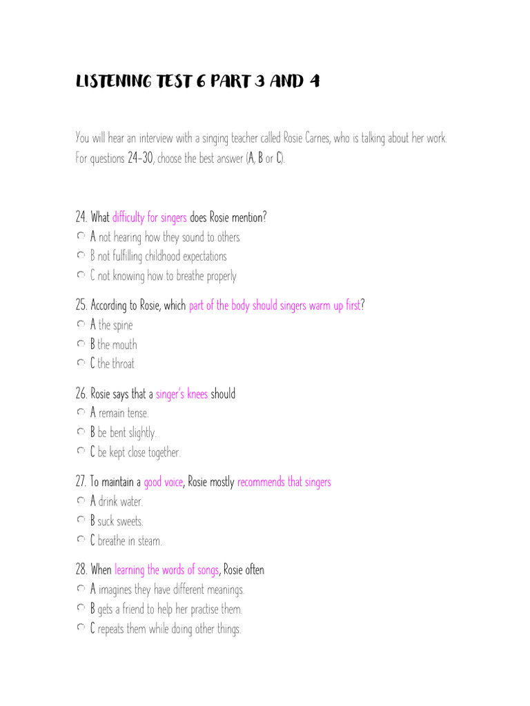 Listening Test 6 Part 3 And 4 Pdf