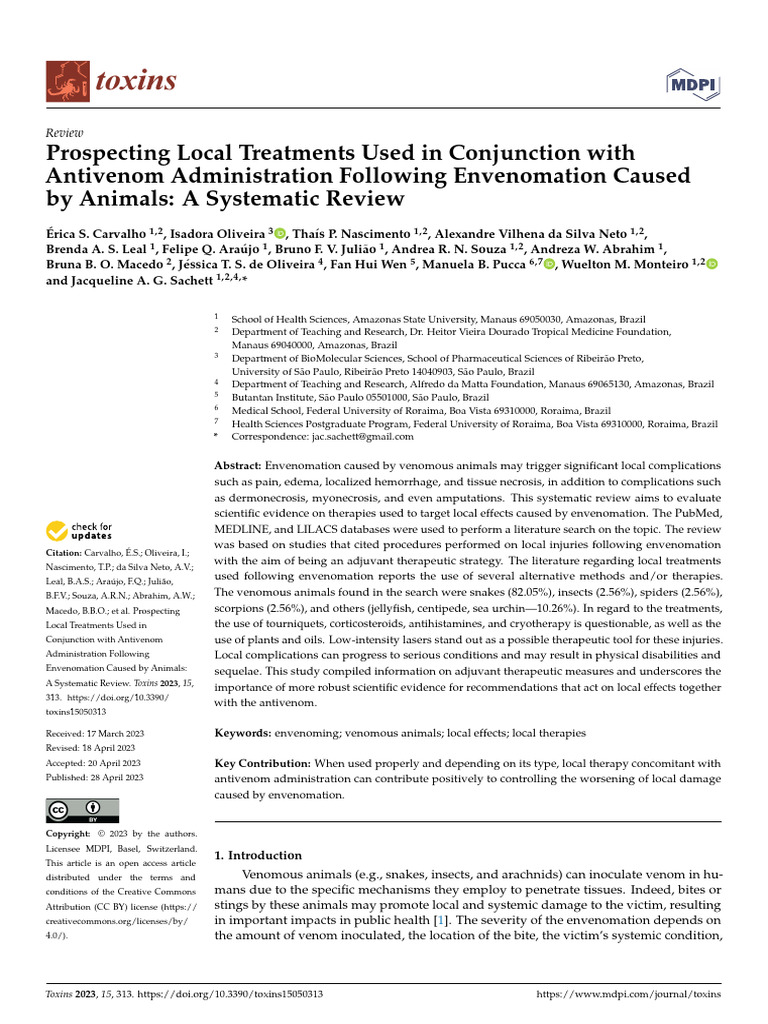 Prospecting Local Treatments Used in Conjunction With Antivenom ...