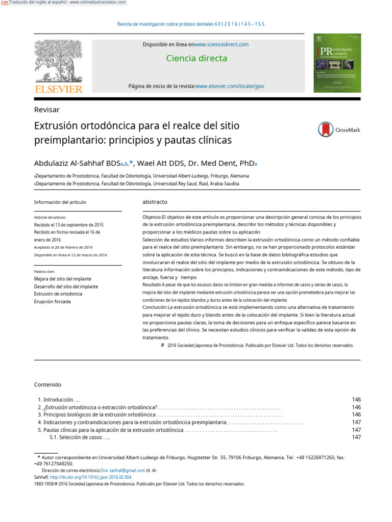 Extrusión Ortodóncica Preimplantaria: Principios y Pautas | PDF ...