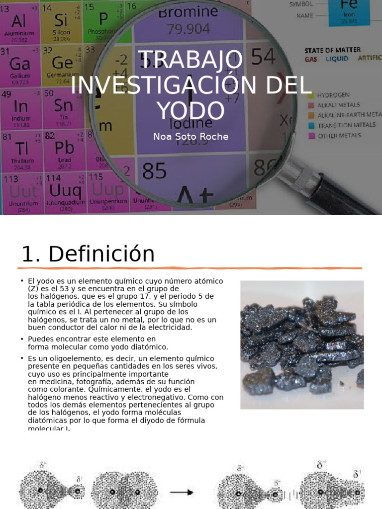 Propiedades y Usos del Yodo | PDF | Enlace químico | Moléculas