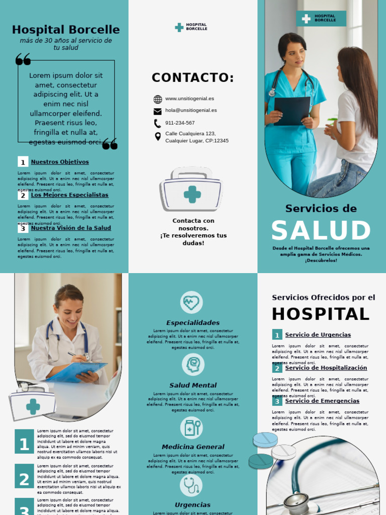 Folleto Tríptico Salud Hospital Profesional Verde y Blanco | PDF | Cuidado de la salud | Medicina