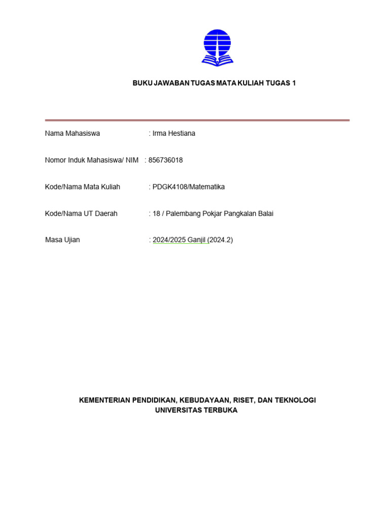 TMK 1 Matematika Irma | PDF