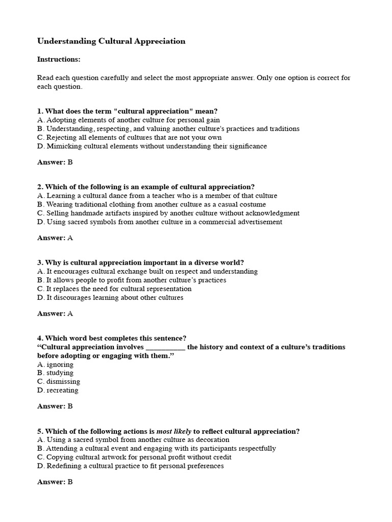 Understanding Cultural Appreciation | PDF | Liberal Arts Education ...